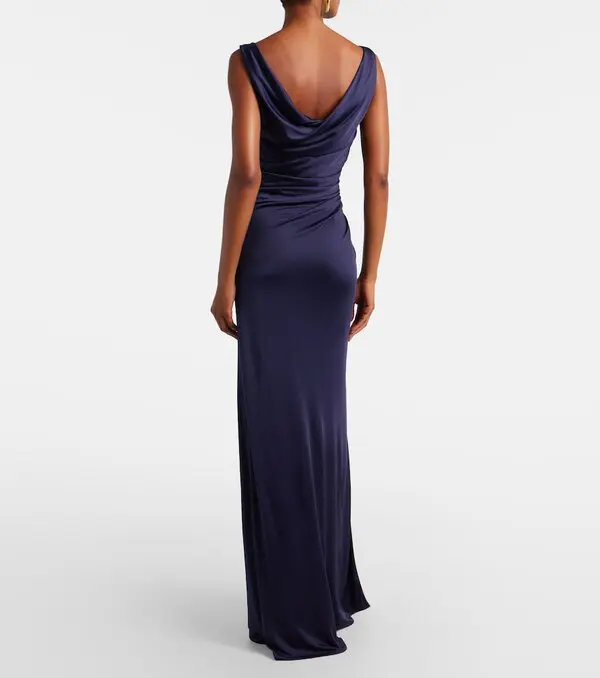Versace Medusa Draped Ruched Jersey Gown