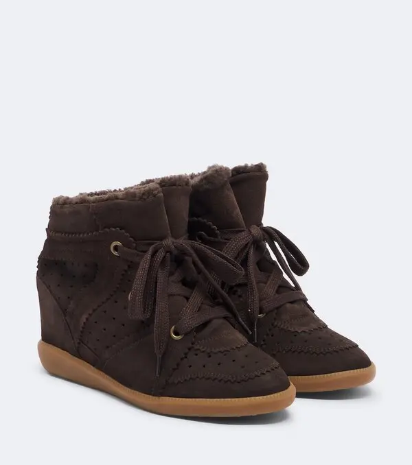 Isabel Marant Étoile Bobby Shearling-lined Suede Wedge Sneakers