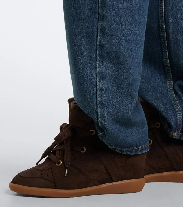 Isabel Marant Étoile Bobby Shearling-lined Suede Wedge Sneakers