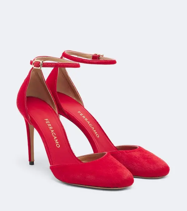 FERRAGAMO Maily Calf Hair Pumps - Red