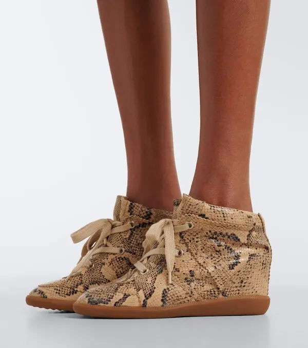 Isabel Marant Étoile Bobby Snake-effect Leather Wedge Sneakers