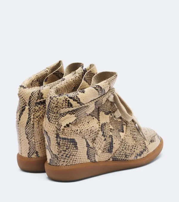 Isabel Marant Étoile Bobby Snake-effect Leather Wedge Sneakers
