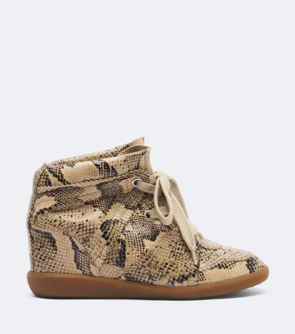 Isabel Marant Étoile Bobby Snake-effect Leather Wedge Sneakers