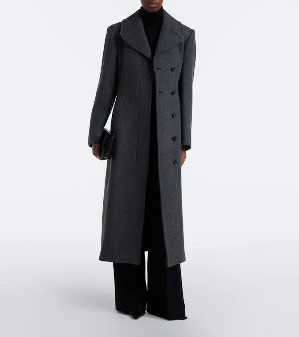 Sportmax Belted Herringbone Virgin Wool Coat