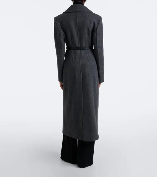 Sportmax Belted Herringbone Virgin Wool Coat