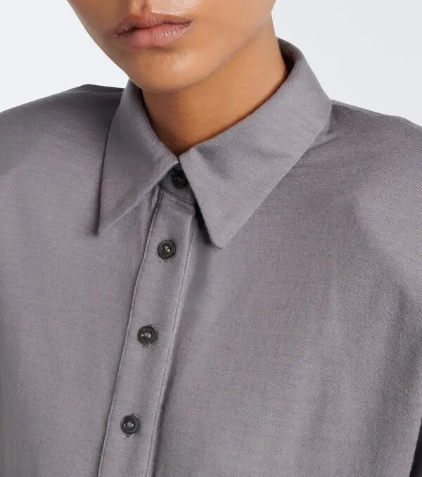 MUGLER Wool-blend Jersey Polo Bodysuit - Grey