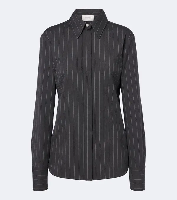 Sportmax Pinstriped Wool-blend Shirt - Grey