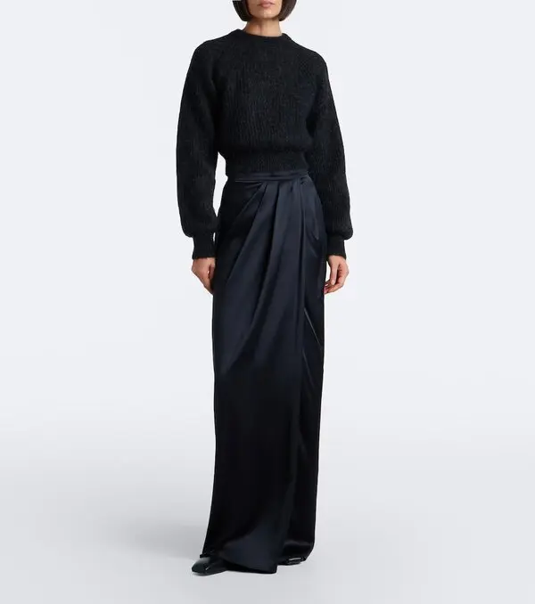 Max Mara Draped Silk Maxi Skirt