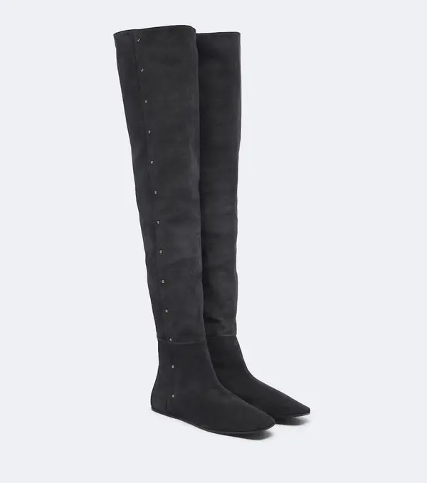 Max Mara Studded Suede Over-the-knee Boots - Grey