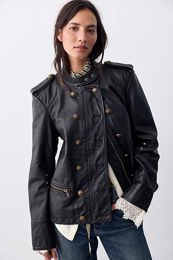 Free People We The Free Roxy Leather Band Jacket