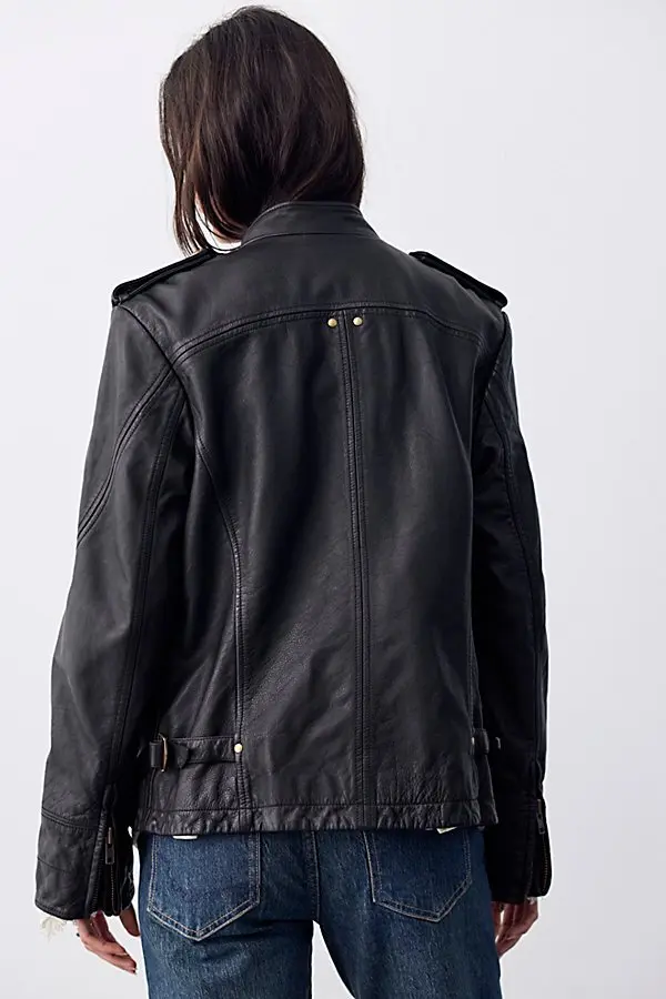 Free People We The Free Roxy Leather Band Jacket