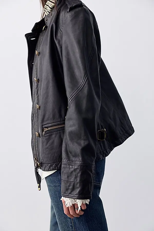 Free People We The Free Roxy Leather Band Jacket