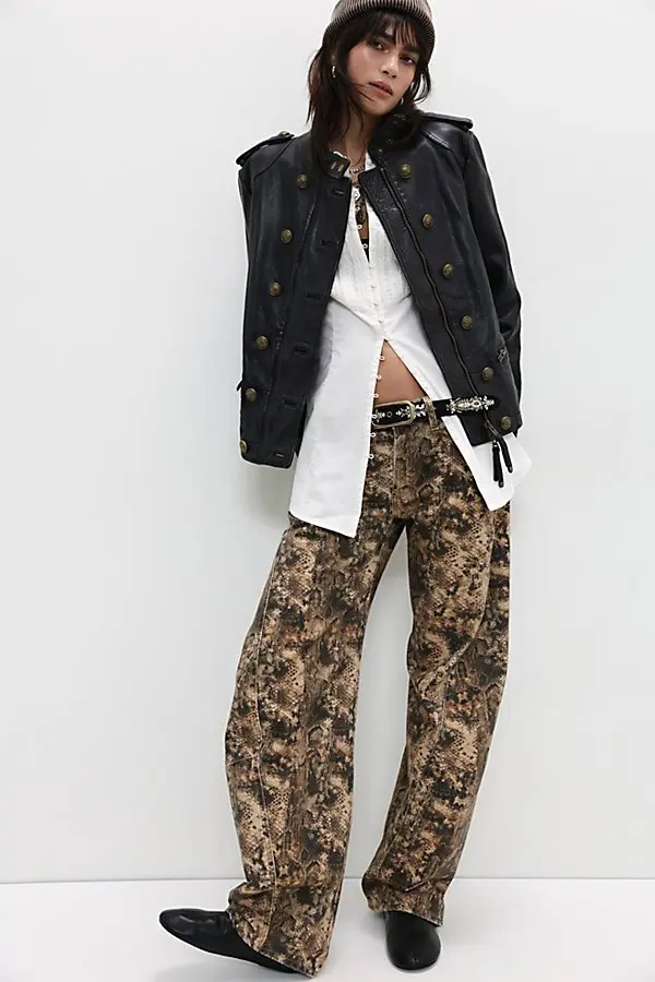 Free People We The Free Roxy Leather Band Jacket - Black