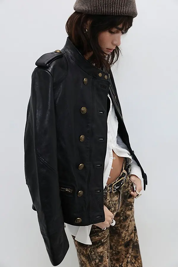 Free People We The Free Roxy Leather Band Jacket