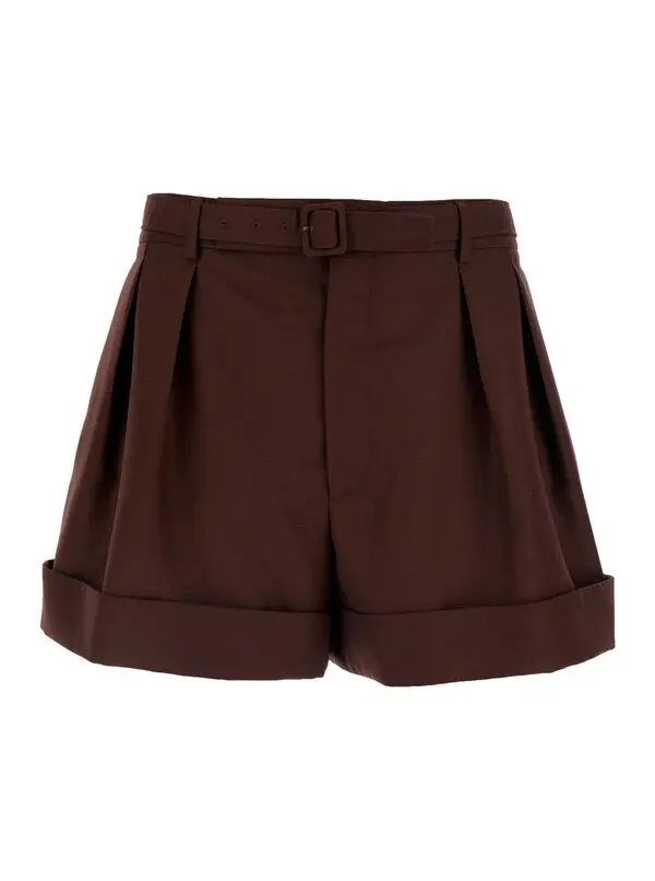 Saint Laurent Brown Cotton Bermuda Shorts With Side Pockets For - Multicolor
