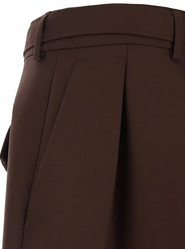 Saint Laurent Brown Cotton Bermuda Shorts With Side Pockets For
