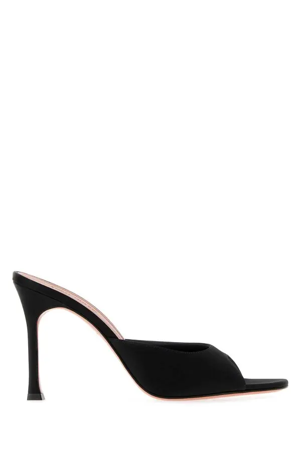Amina Muaddi Satin Alexa Mules - Black