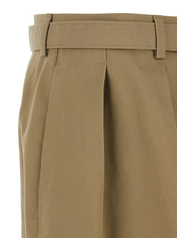 Saint Laurent Beige 'cotton' Trousers With Side Pockets And High Waist For - Multicolor