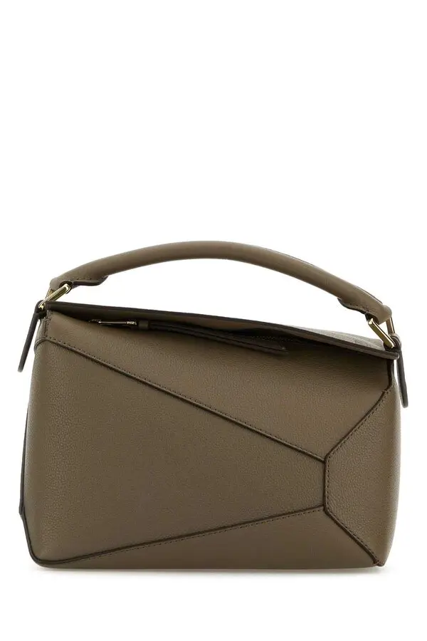 Loewe Mud Leather Small Puzzle Edge Handbag - Brown