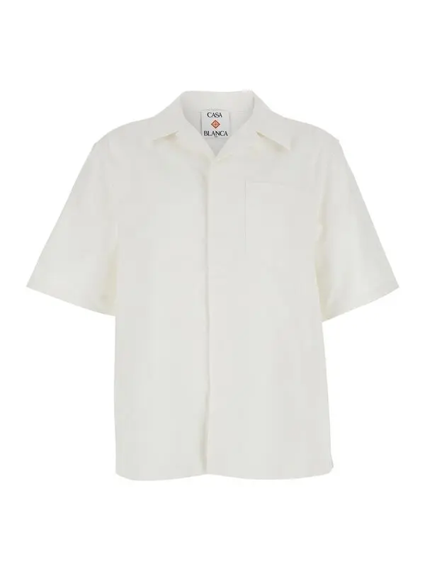 Casablanca White Bowling Shirt With Cuban Collar In Cotton