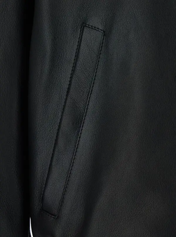 Versace Black Jacket Jacket With Front Closure And High Collar Leather