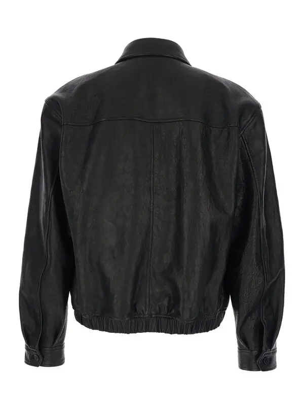 Saint Laurent Jacket 'classic Collar Jacket With Two Flap Pockets On The Front' Black Leather