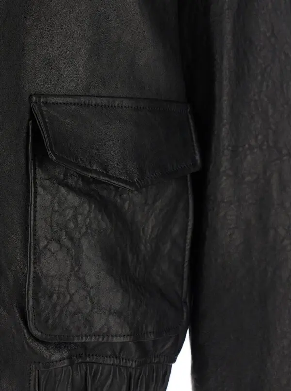 Saint Laurent Jacket 'classic Collar Jacket With Two Flap Pockets On The Front' Black Leather