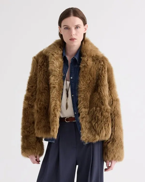 TWP Sylvia Jacket In Short-hair Lamb Shearling - Kangaroo