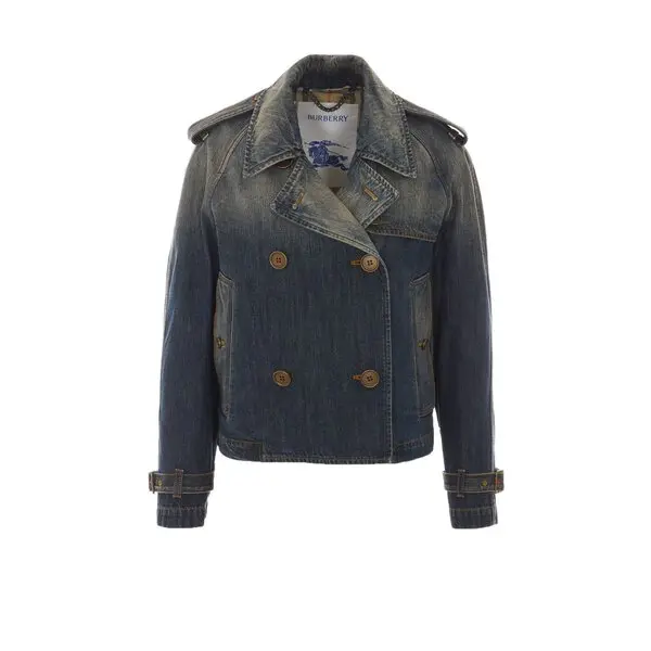 Burberry Trench Mayfair Cropped Denim Jacket - Blue