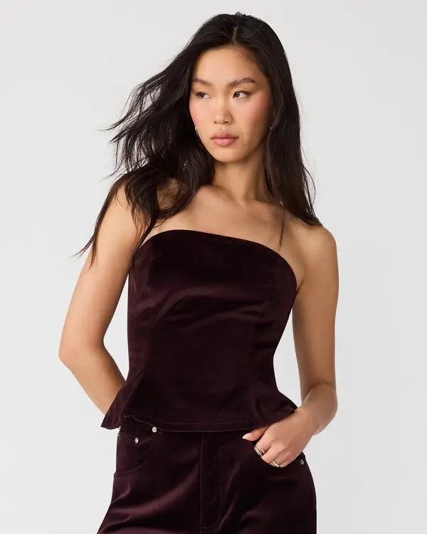 Steve Madden Dawnette Top Strapless Velvet Tops