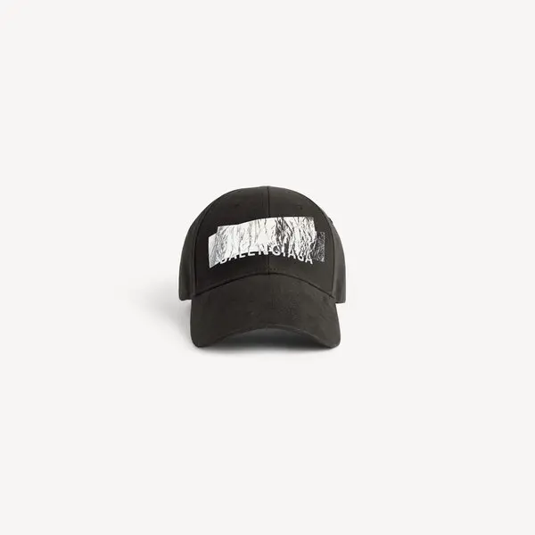 Balenciaga Silver Tape Back Cap - Black