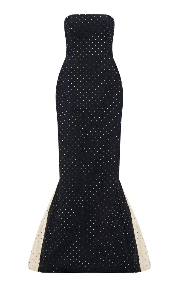 Lela Rose Chloe Polka Dot Jacquard Gown