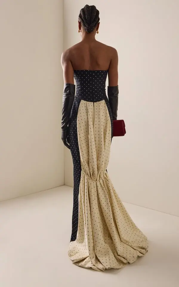 Lela Rose Chloe Polka Dot Jacquard Gown