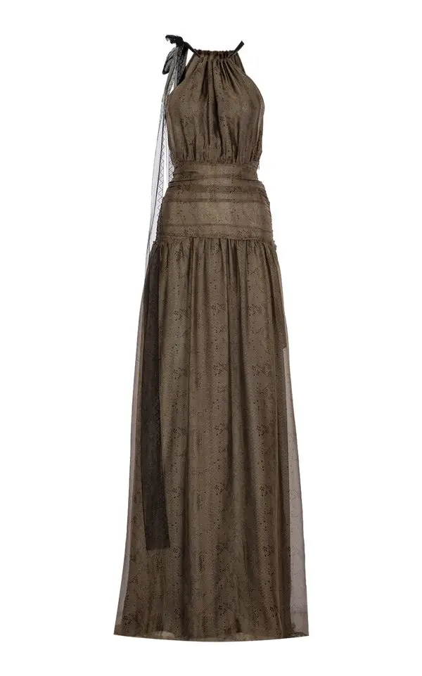 Zeynep Arçay Helen Snake-print Silk Maxi Dress