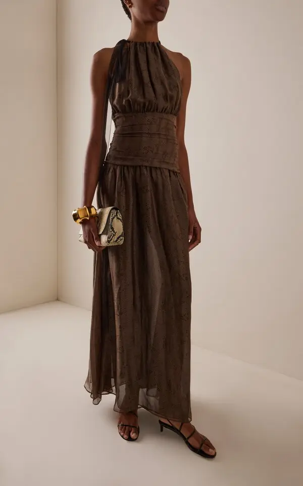Zeynep Arçay Helen Snake-print Silk Maxi Dress