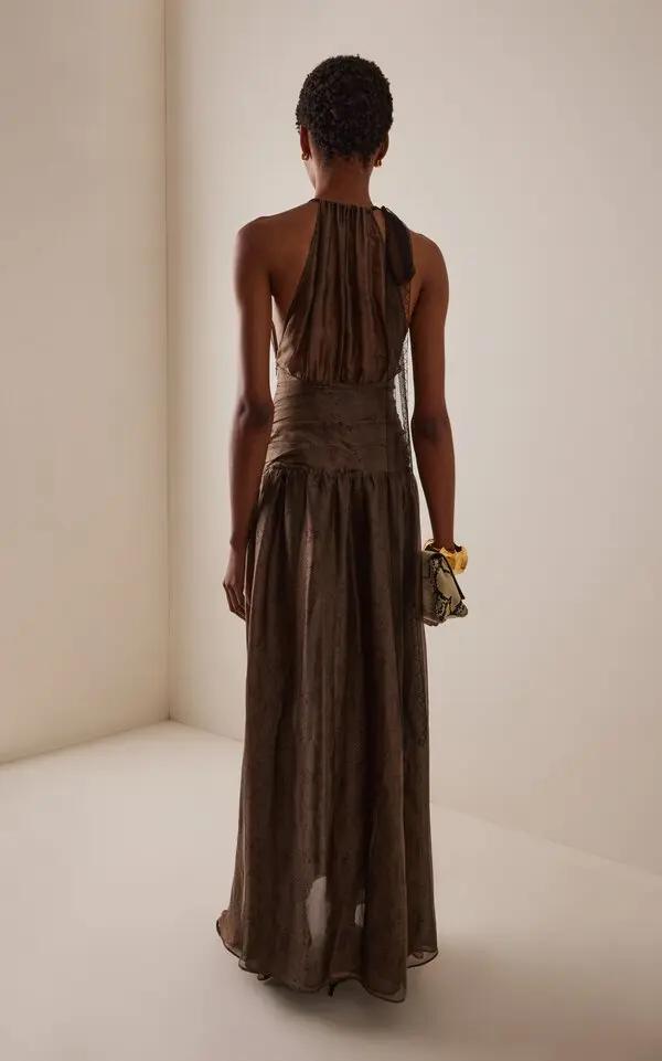 Zeynep Arçay Helen Snake-print Silk Maxi Dress