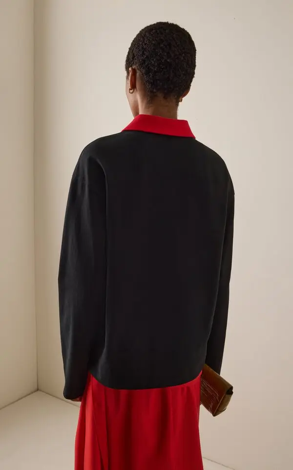 LII Contrast-collar Cotton Polo - Black