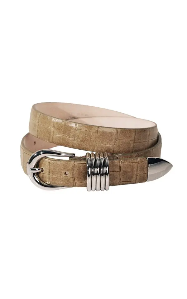 DEHANCHE Hollyhock Alligator-embossed Leather Belt