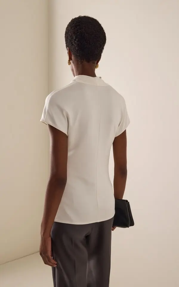 Another Tomorrow Fluid Cowl Neck Top - Off-white