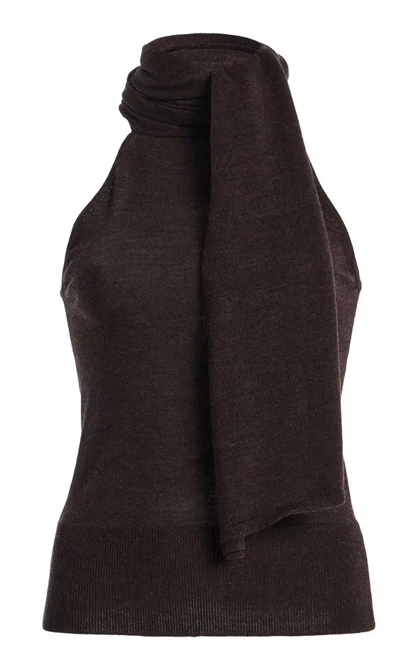DL1961 Bow Tie Merino Wool Knit Top - Brown