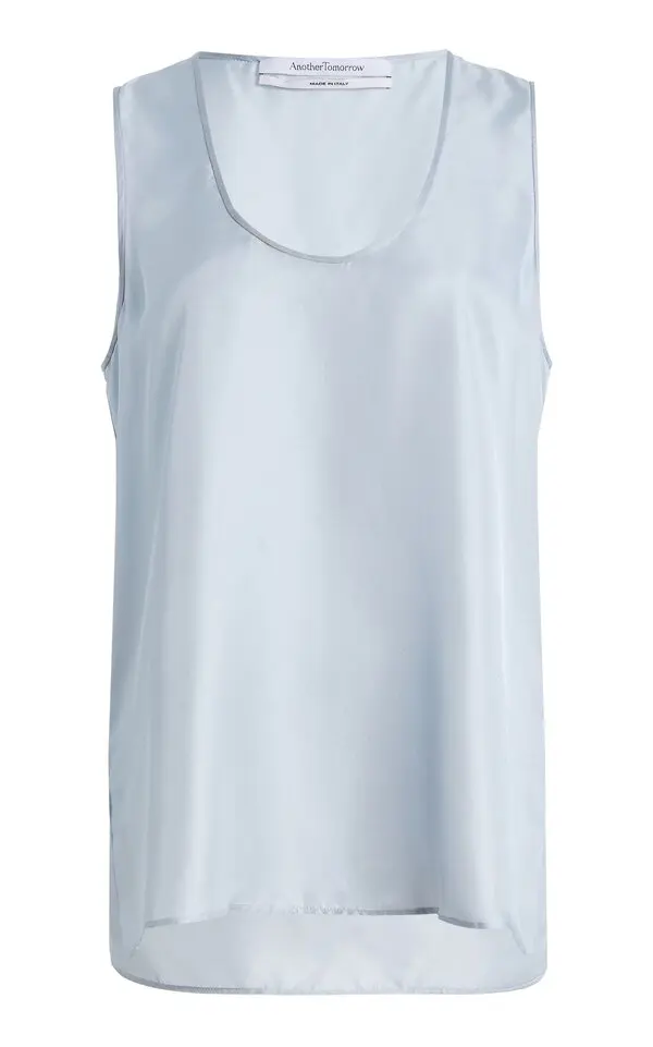 Another Tomorrow Silk Tank - Light Blue