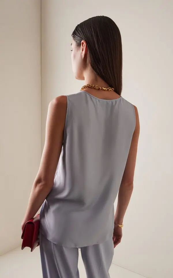 Another Tomorrow Silk Tank - Light Blue