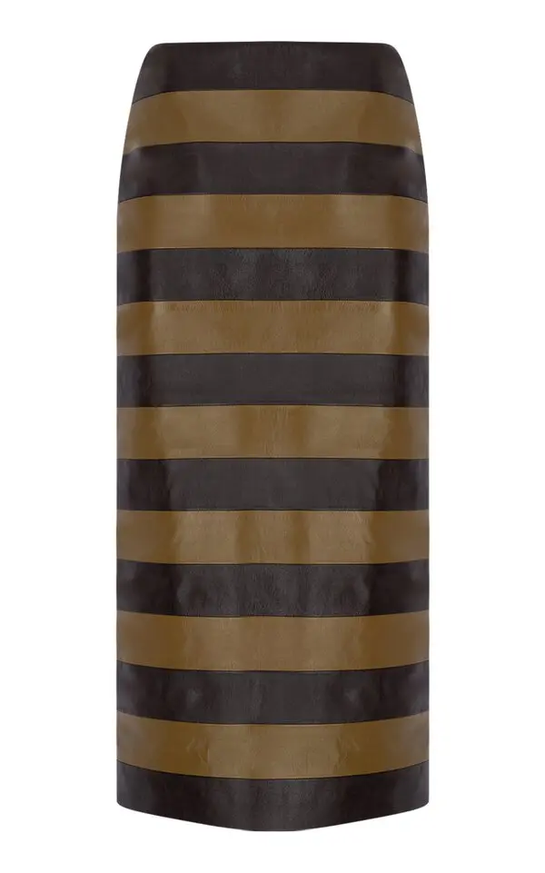Zeynep Arçay Striped Leather Pencil Skirt