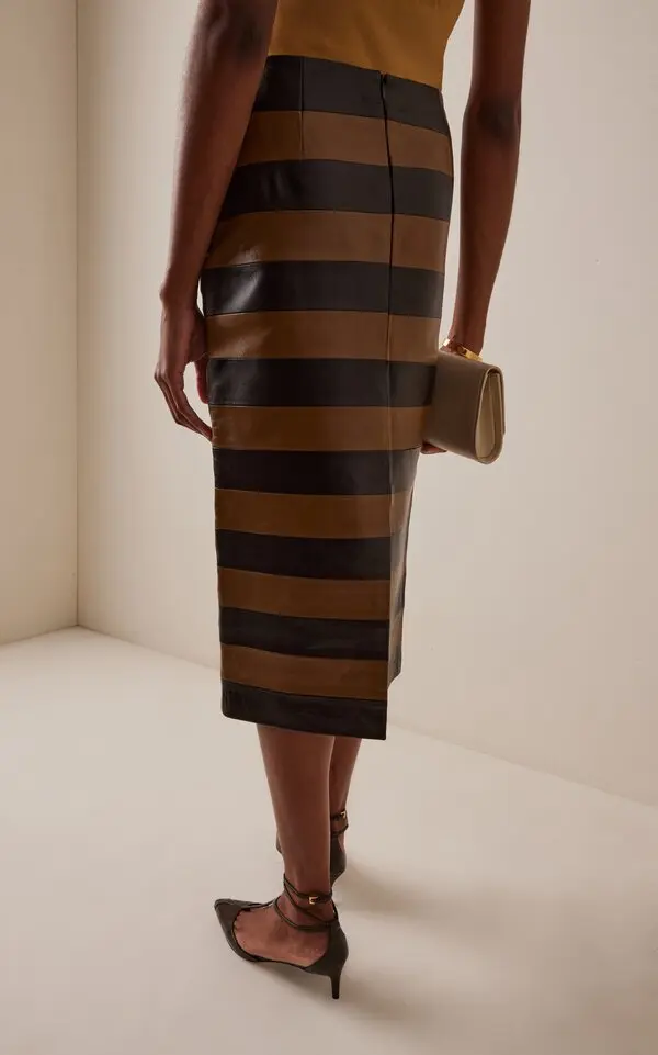Zeynep Arçay Striped Leather Pencil Skirt