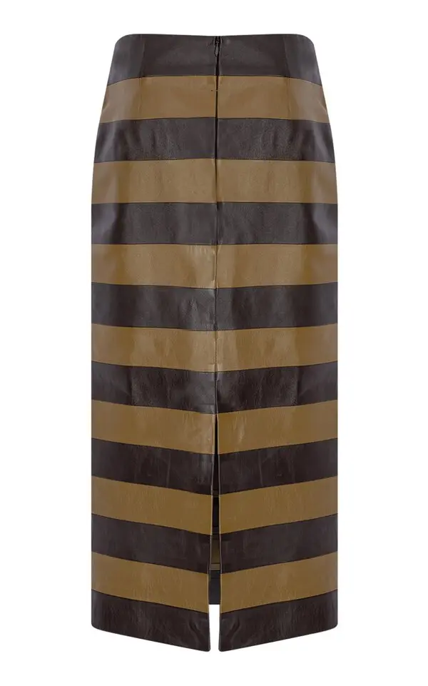Zeynep Arçay Striped Leather Pencil Skirt