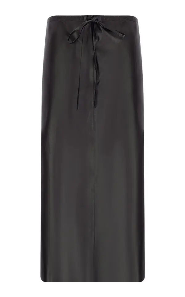 Zeynep Arçay Drawstring Leather Midi Skirt