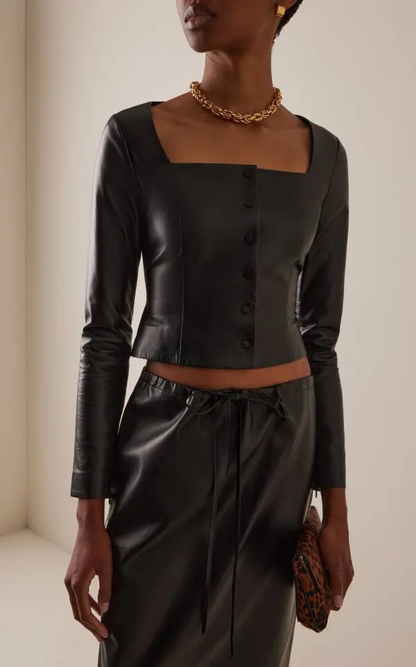 Zeynep Arçay Long-sleeve Leather Top