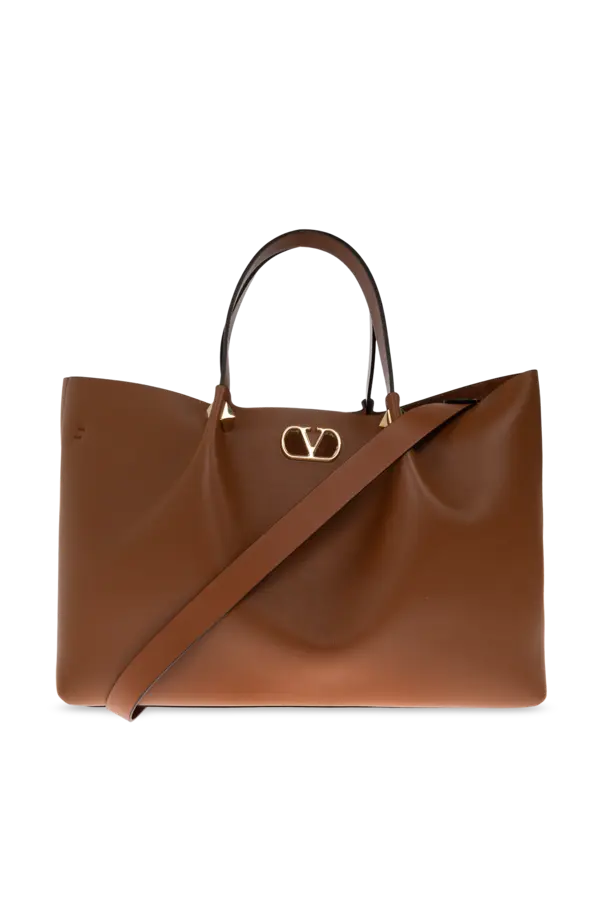 Valentino Garavani Leather Bag With Logo - Brown