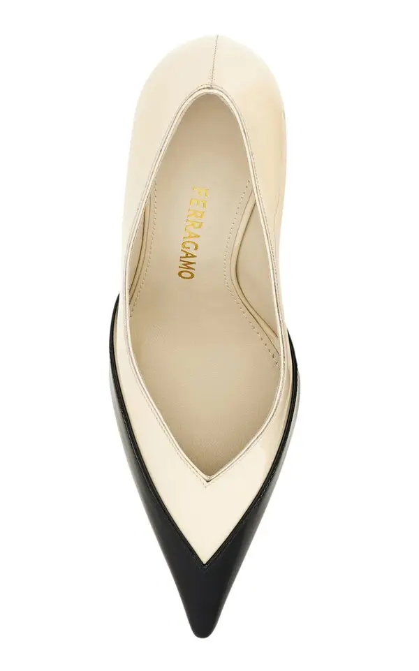 FERRAGAMO Yasminn Calfskin Leather Pumps - White