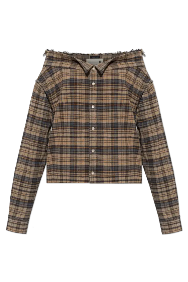 R13 Cotton Off-shoulder Shirt - Brown